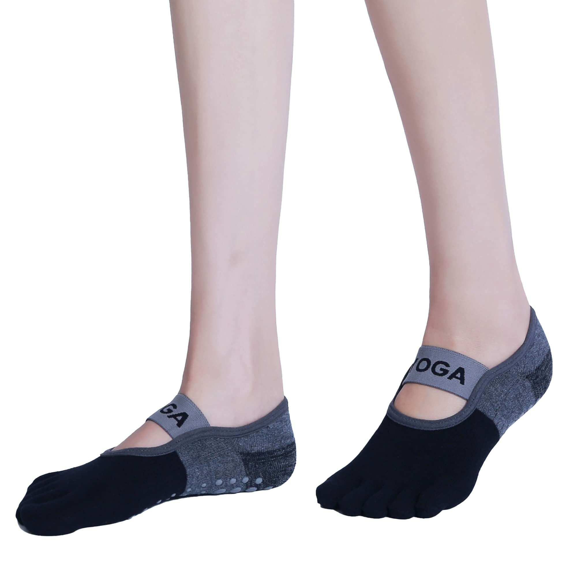 Носки для йоги, противоскользящие носки с пальцами, 5 пальцев