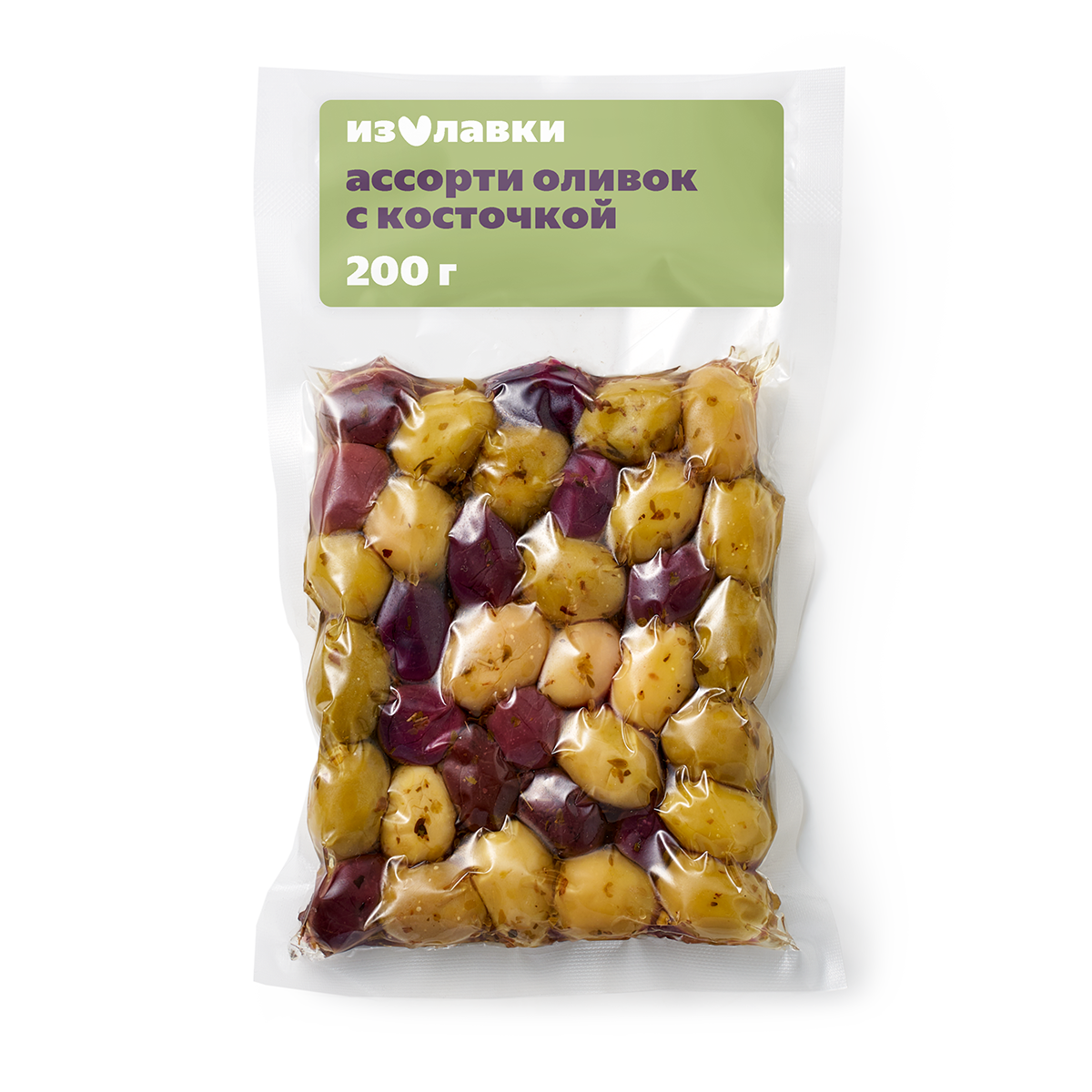 Оливки "Из Лавки", ассорти, с косточкой, в вакуумном пакете, 200 г