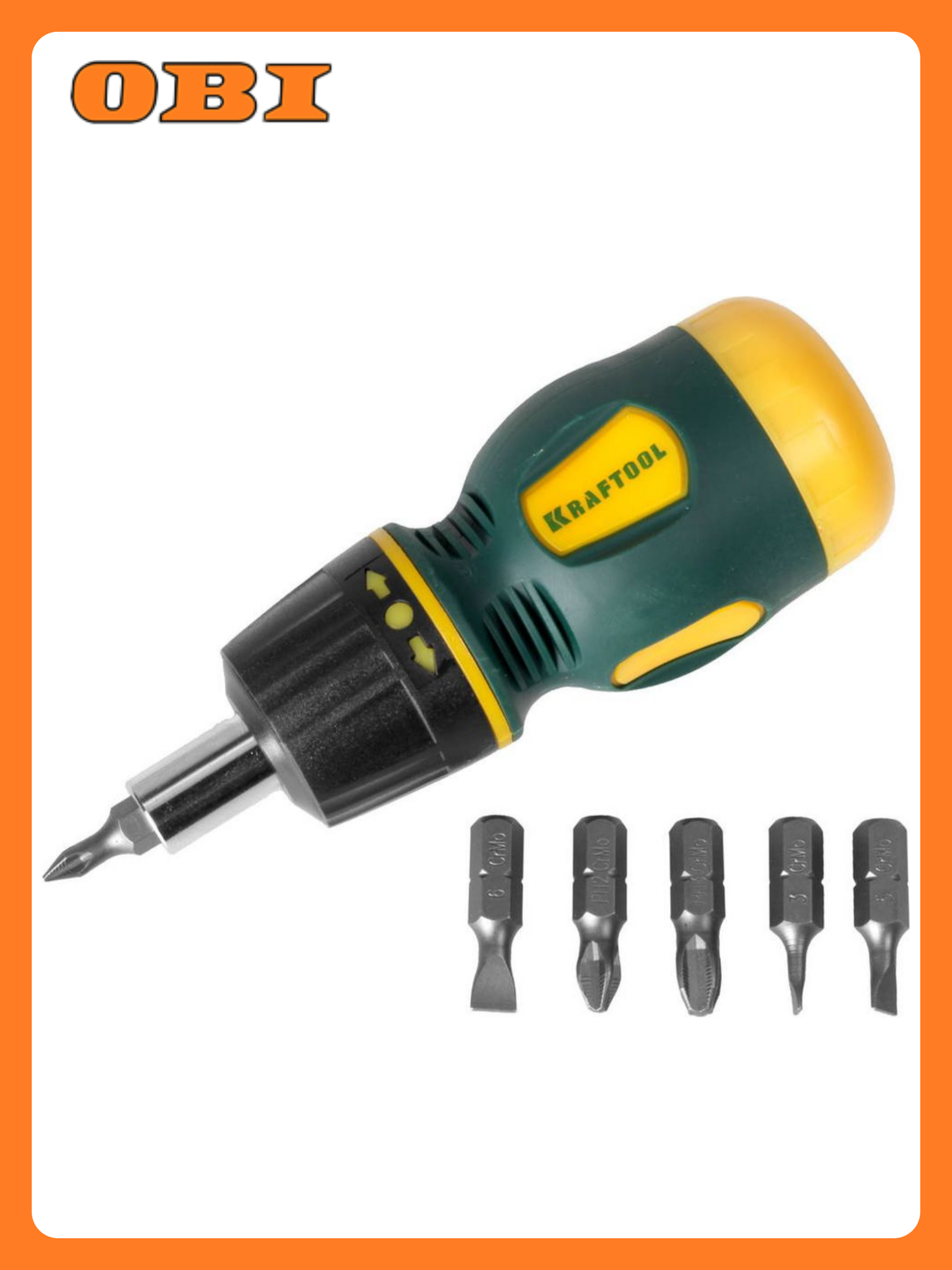 Набор отверток KRAFTOOL, с битами, реверсивная рукоятка, 6 предметов