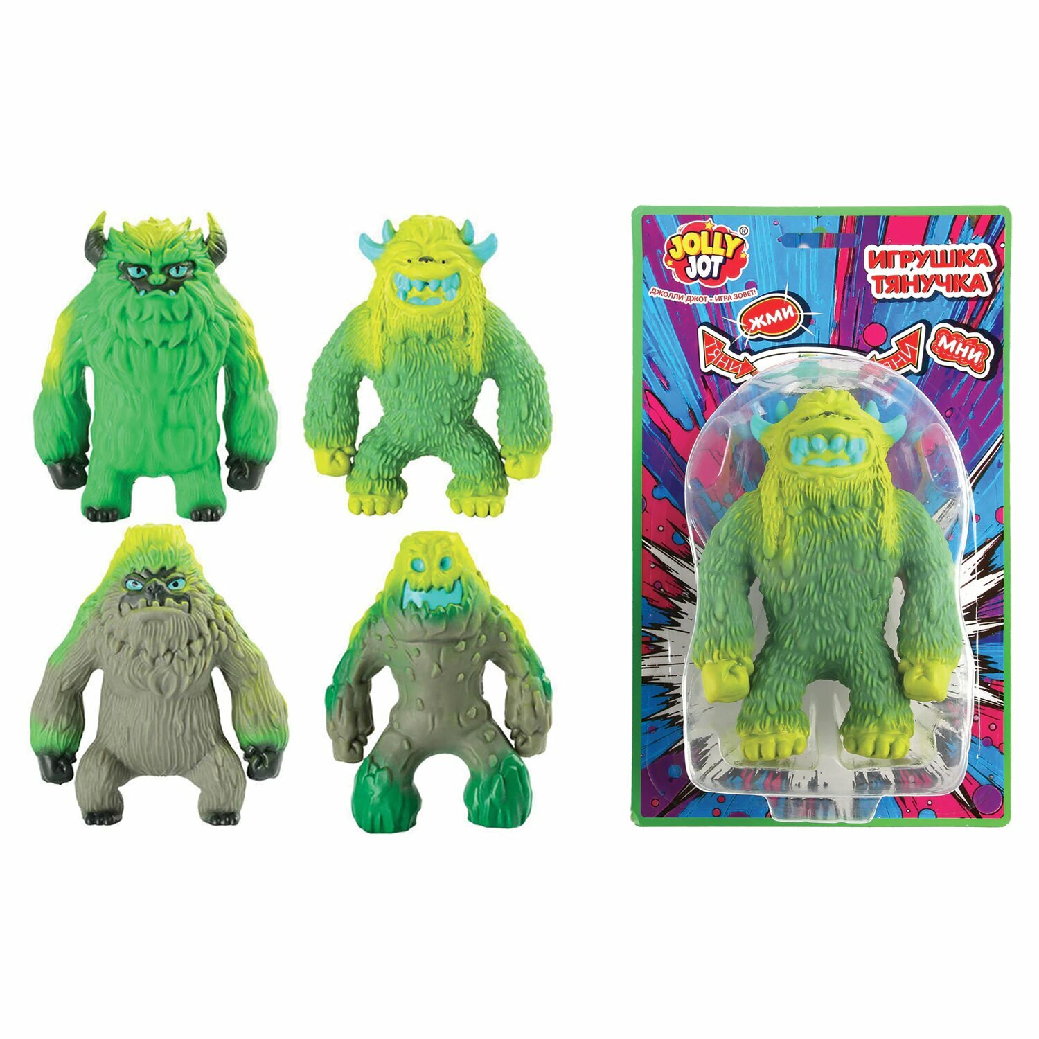 Игрушка-антистресс "лесной монстр", 14 см, ассорти 4 вида, JOLLY JOT (джолли джот), 665779 (упаковка 12 шт.)
