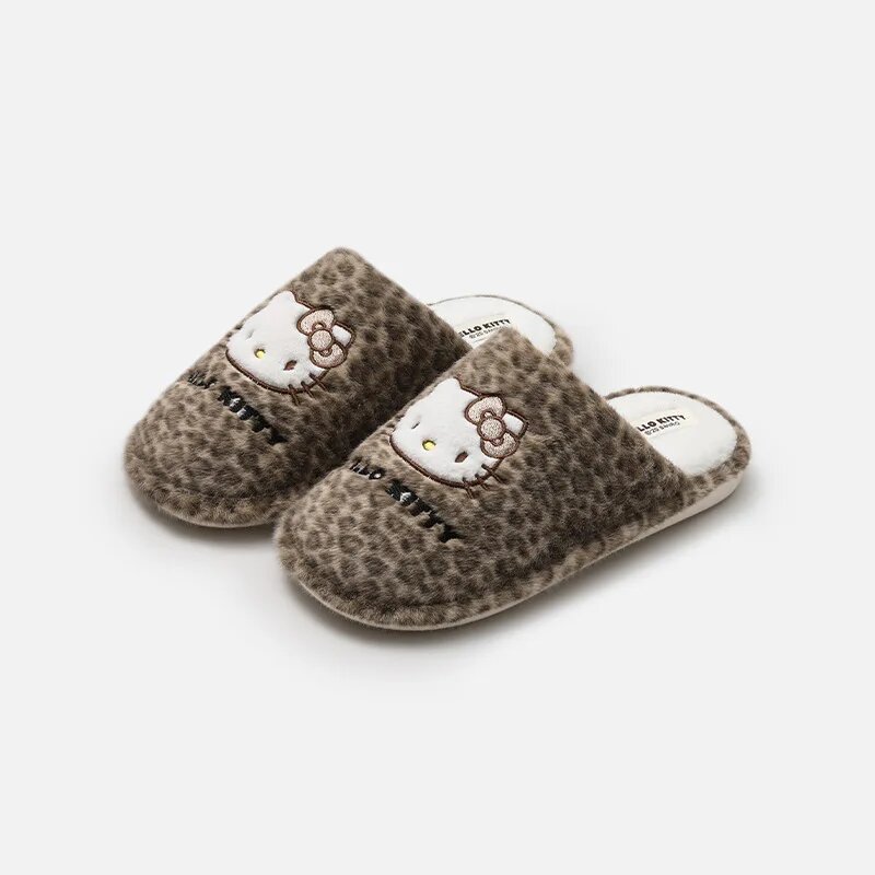 Хлопковые тапочки в стиле аниме Sanrio Hello Kitty, женские мягкие боты, домашняя одежда, осенне-зимние новые теплые нескользящие домашние и уличные тапочки
