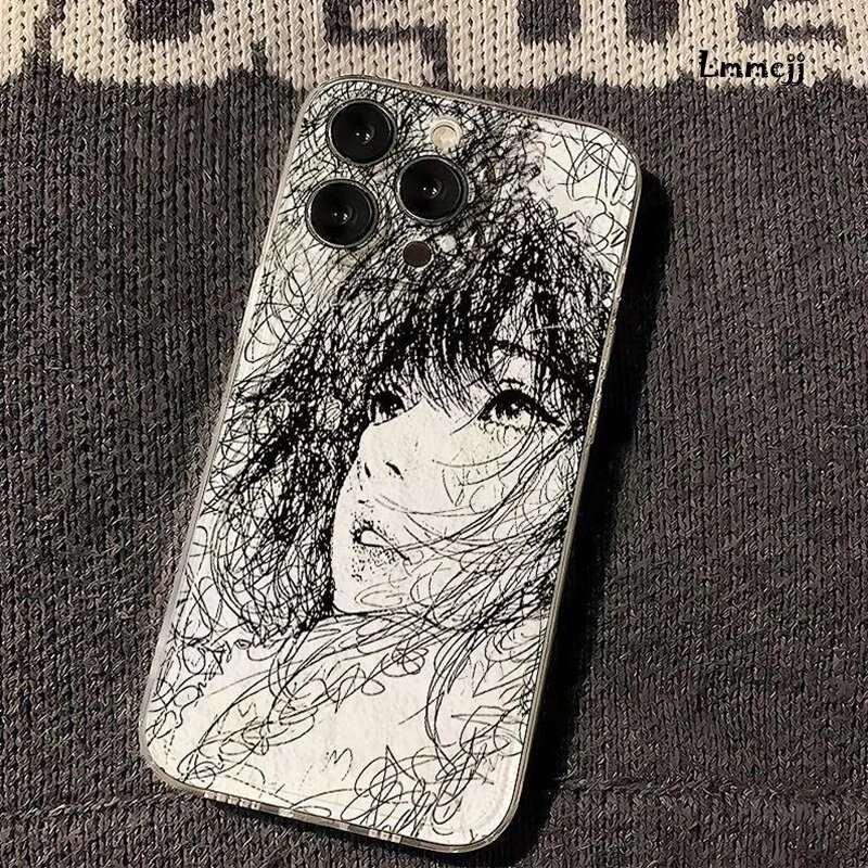 Чехол для iPhone 16 Pro Lmmcjj Sketch Girl