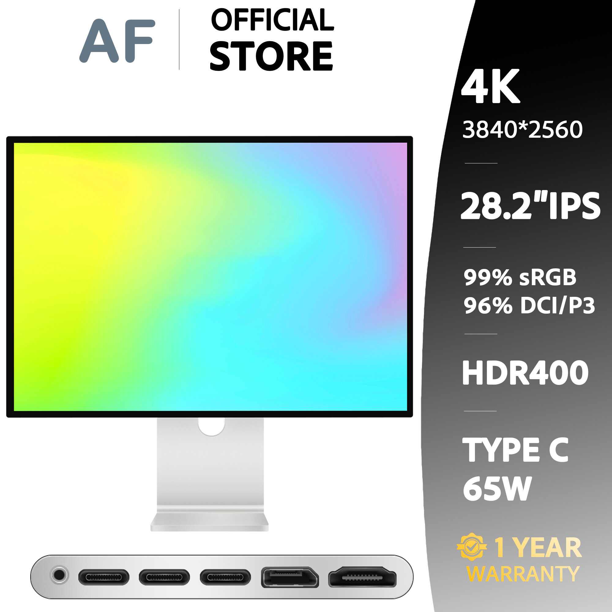 Монитор, 28.2 дюйма, 4K UHD, IPS, 99%sRGB, 96%DCI-P3, USB-Hub