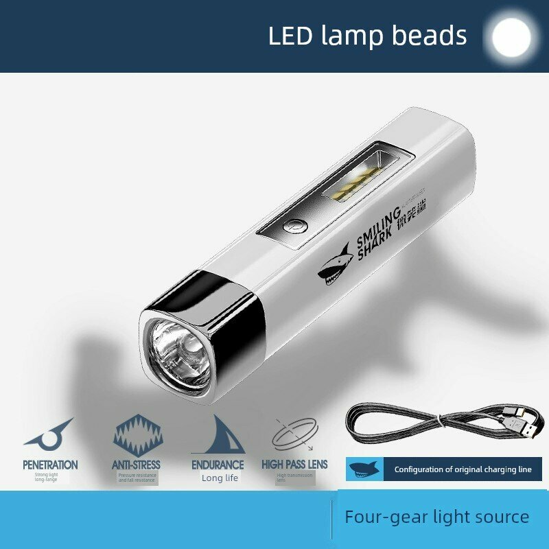 Серебристо-черный аккумулятор с боковым фонариком USB-зарядка для улицы и дома 85 символов