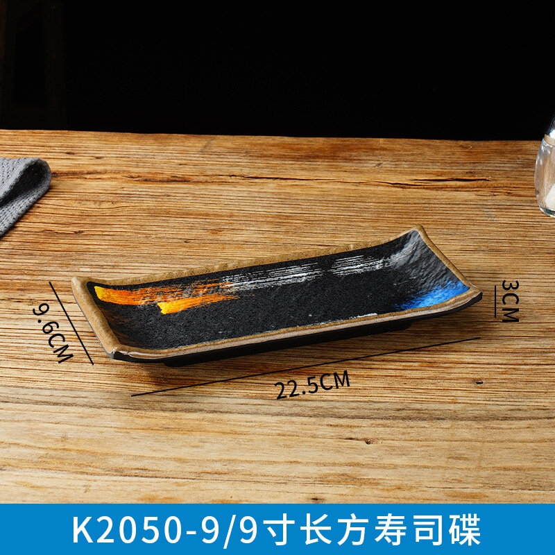 Меламиновая тарелка Суши тарелка Длинная тарелка Прямоугольная тарелка для закусок Тарелка для барбекю Имитация фарфора