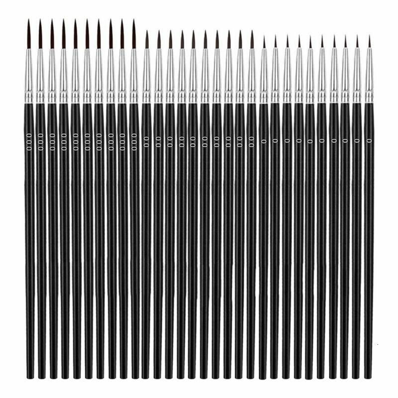 Кисти для рисования нейлоновые #0 #00 #000, - Черный