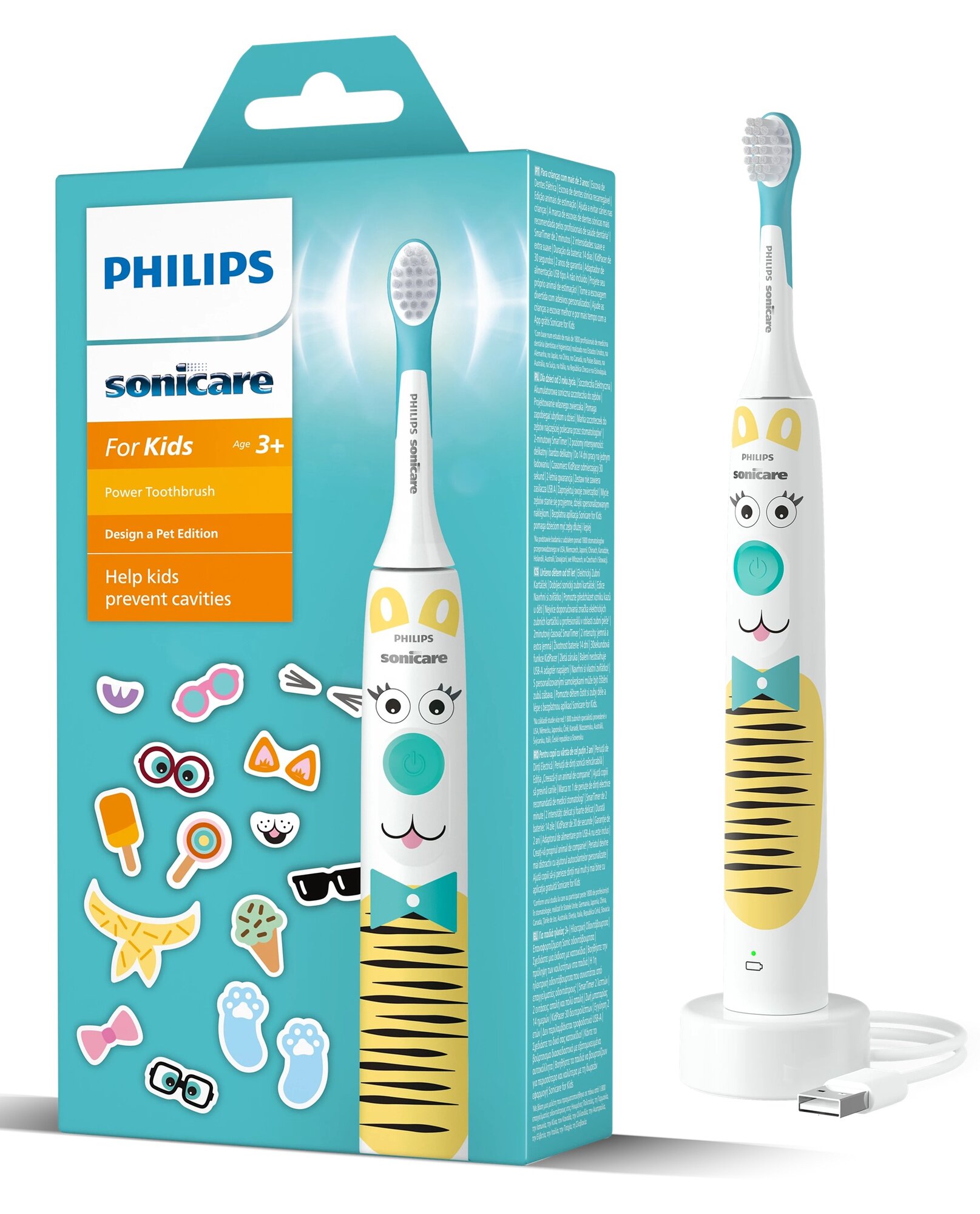 Электрическая зубная щетка для детей Philips Sonicare HX3601/01 , версия «Создай питомца».