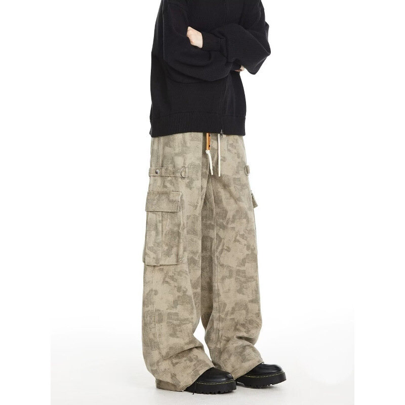 Тренд RONG CH Мужские Джинсы Кроп Винтаж Лето Свободные Стрейт Деним, Размер_M