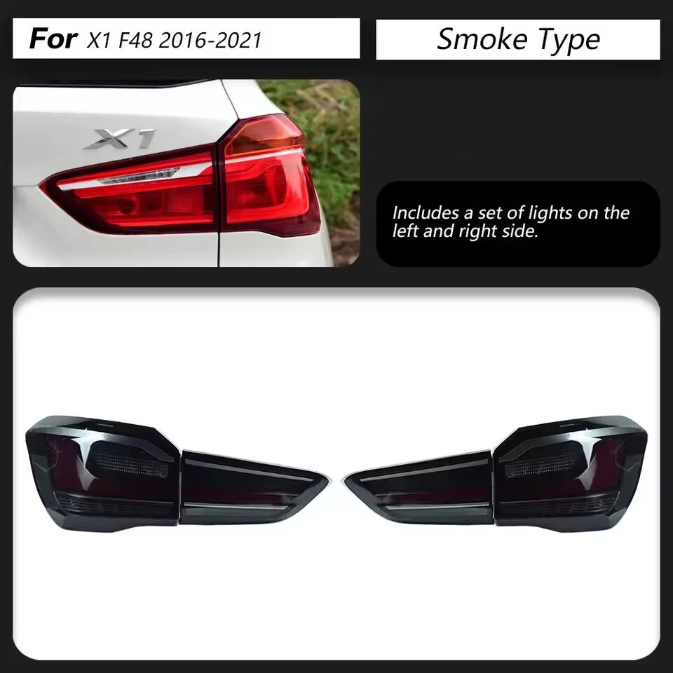 Автомобильные фары для BMW X1, светодиодный задний фонарь 2017-2021 F48, задний фонарь DRL, динамический сигнал заднего хода, автомобильные аксессуары Smoke