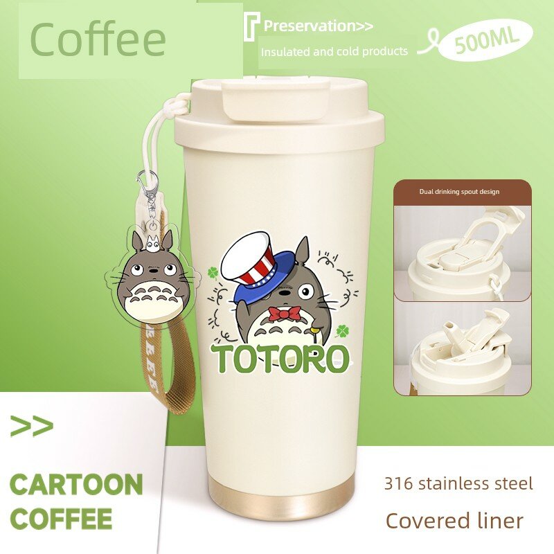 Термос-кружка Тоторо для девочек, милая кофейная кружка, большая двойная кружка для напитков в стиле Годзилли от Хаяо