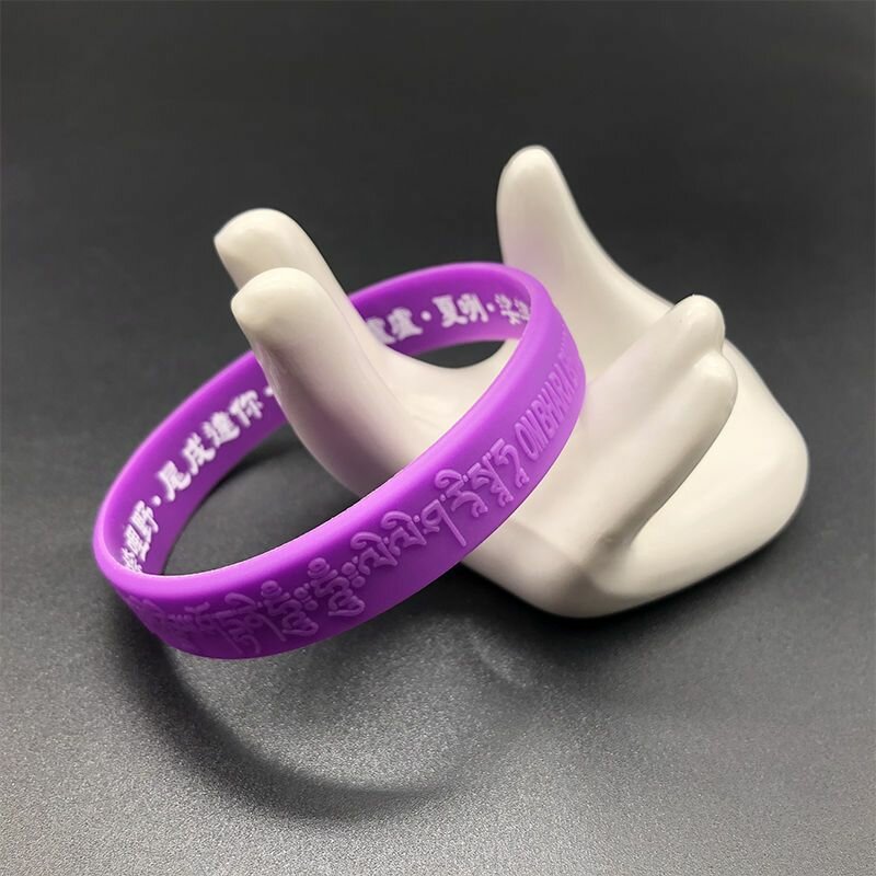 Силиконовый браслет с мантрой, светящийся браслет для буддийской церемонии, браслет с буддийской сутрой мира