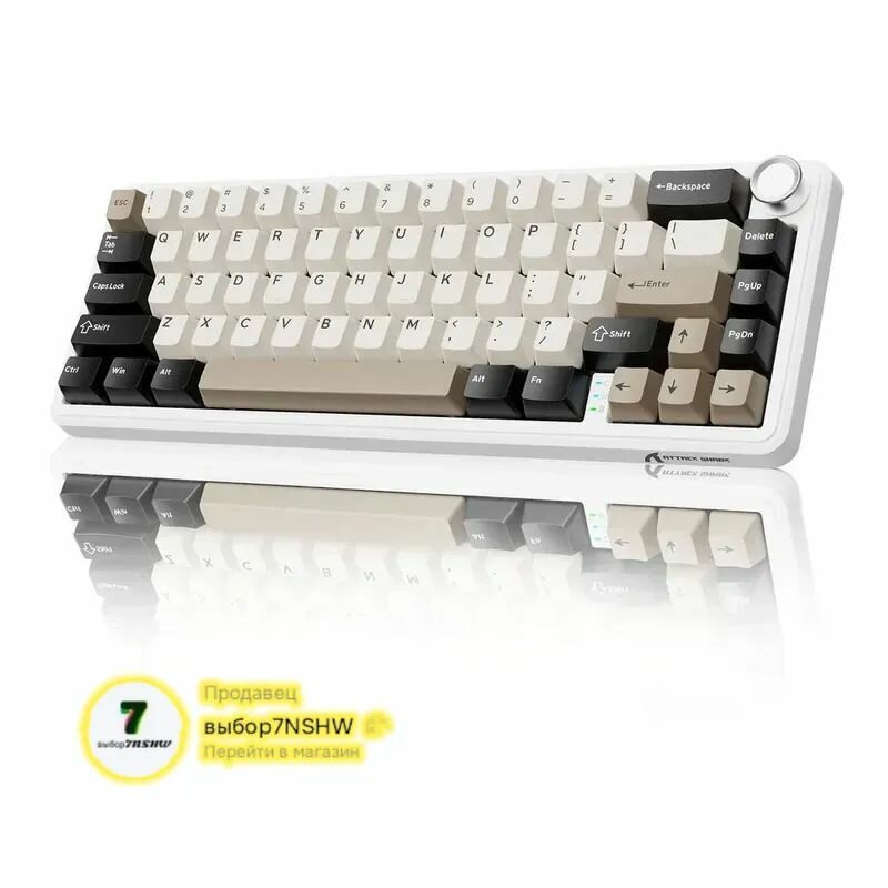 ATTACK SHARK Игровая клавиатура беспроводная X66, черный матовый, кремовый