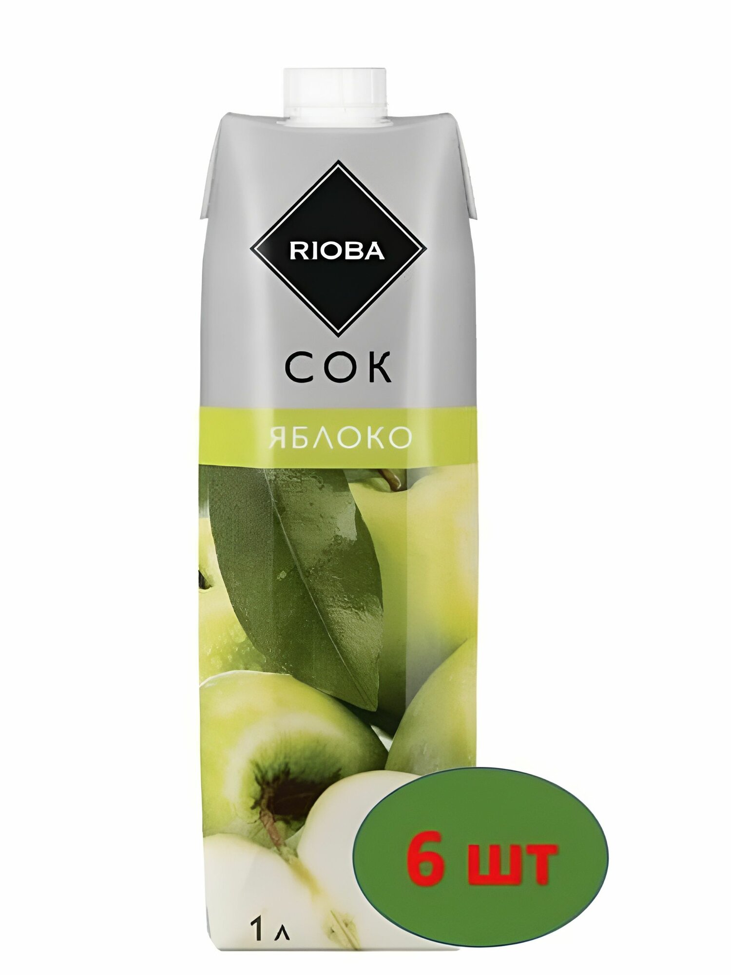 Сок яблочный RIOBA, 1л. Упаковка 6 шт.