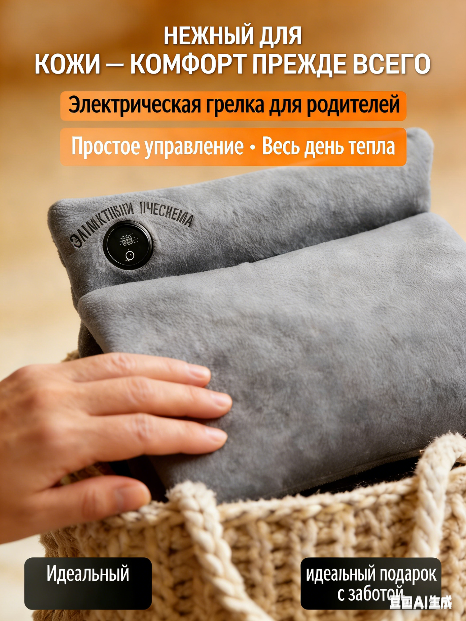 Электрогрелка для рук Муфта с USB подогревом Гаджет для холода оранжевый