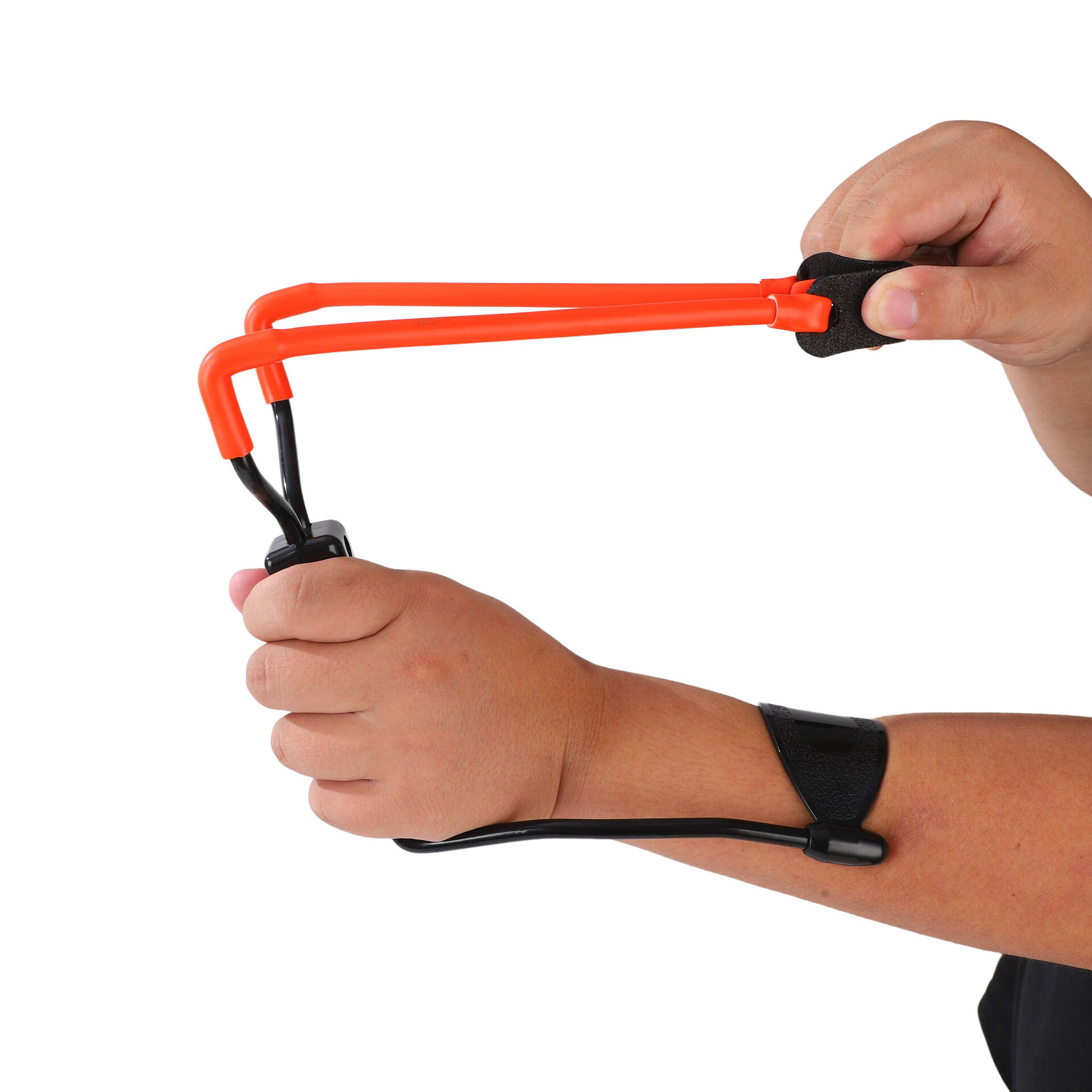 Кросс-бордер с кронштейном рогатки, высокопрочная складная поддержка локтя, черная ручка, защита запястья, круглая кожаная рогатка для взрослых