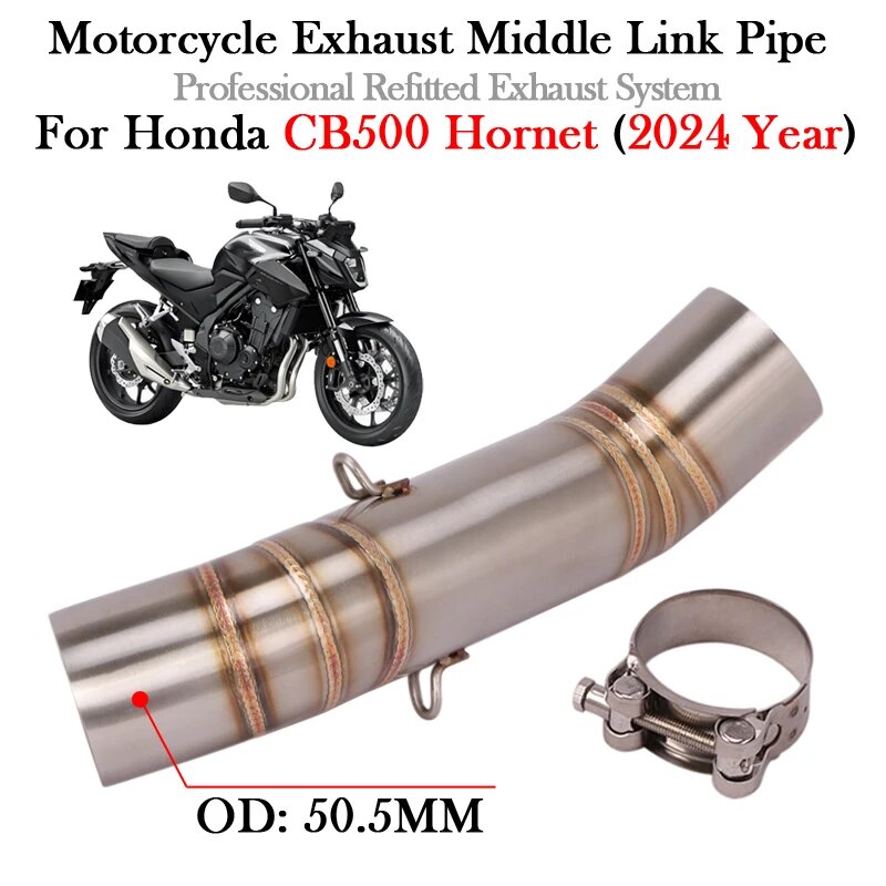 Надевается для Honda CB500 Hornet CB 500 2024 года, выхлопная система мотоцикла, среднее звено, труба для велосипеда, побег, соединение 51 мм, трубка глушителя