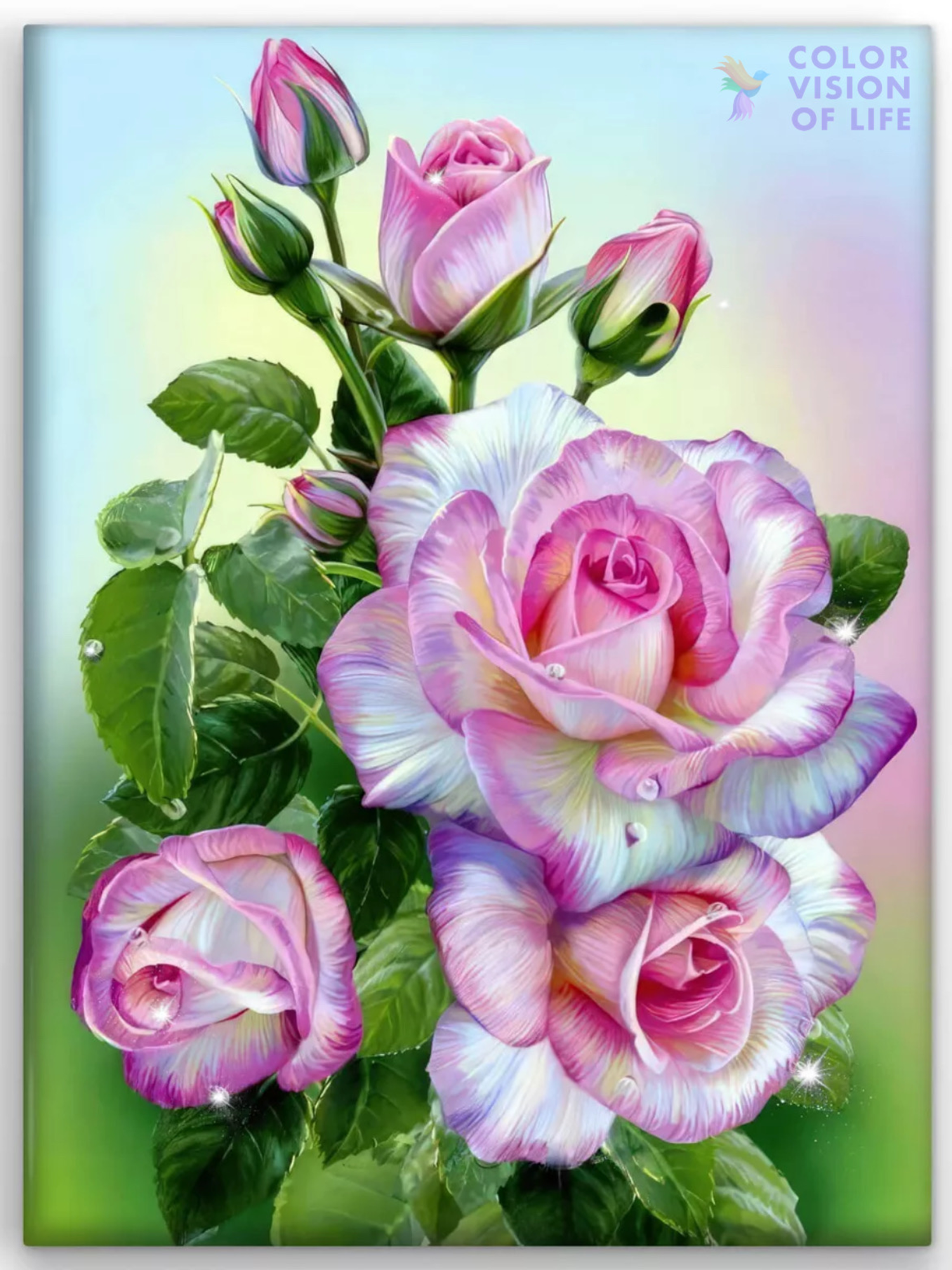 Алмазная мозаика на подрамнике «Куст розы»