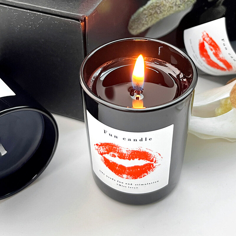 Красные губы, низкотемпературная свеча, безопасный воск, ароматерапия, стеклянная чашка, для новичков, романтический флирт, восковая капля