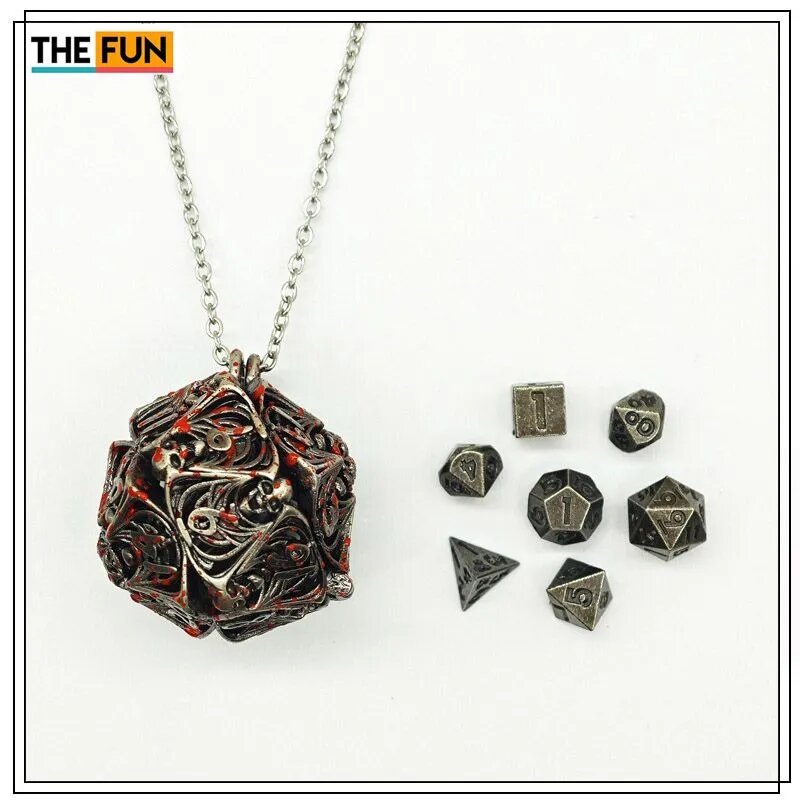 DnD Hollow D20 Metal Skull Tiny 7pcs Metal Dice , кубики метал для DnD и настольных ролевых игр (дайсы ДнД)