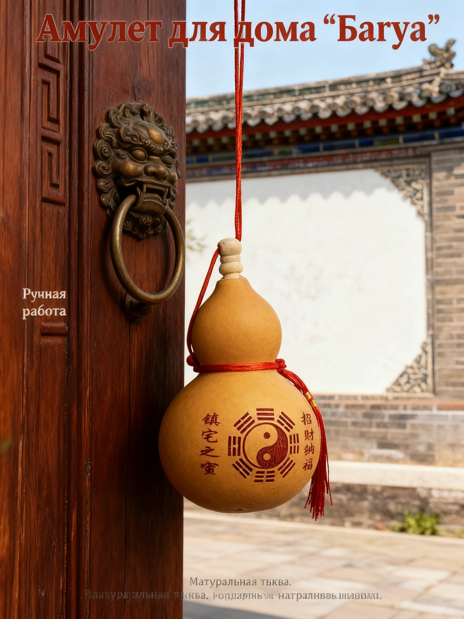 Тыква-горлянка для фен-шуй, привлекающая удачу и богатство, набор для декора дома, 1 шт, натуральный материал