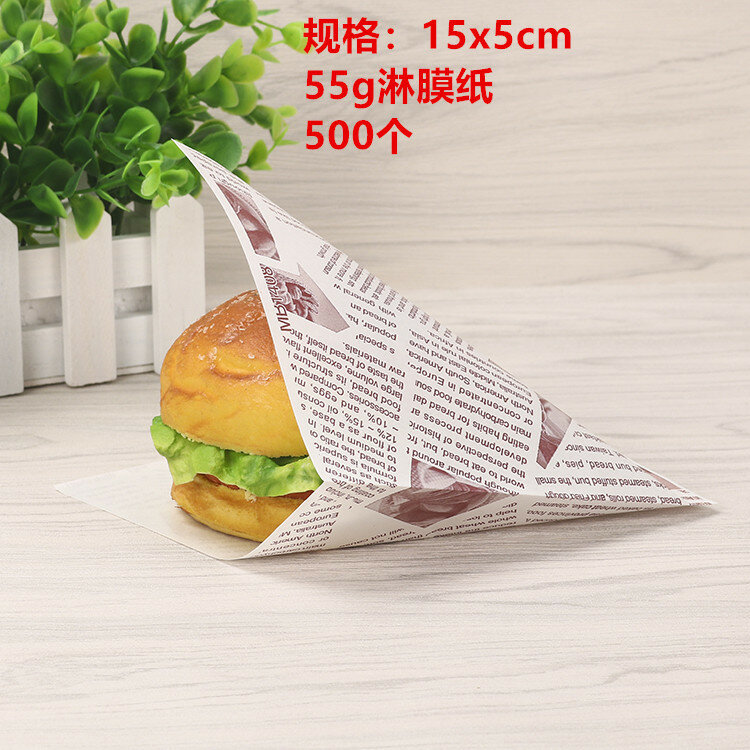 Крафт-бумажный треугольный пакет, одноразовый маслостойкий бумажный пакет, удобная упаковка для еды, мяса, булочек