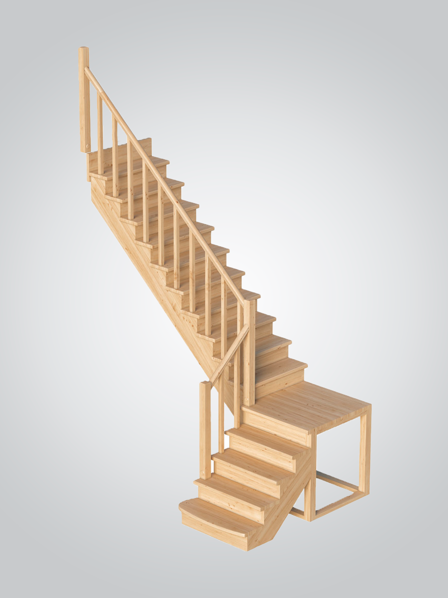 Лестница на второй этаж К-002м/2 Левая c подступенками