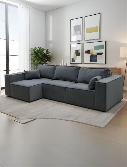 POOH Диван-кровать угловой Лофт(Норд ) velour Grafit, 292х156х88см еврокнижка Левый