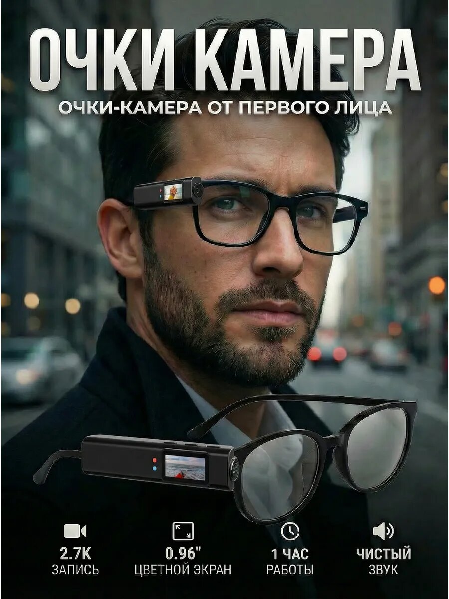 Очки с камера 2.7k Изображение в формате HD 64GB WIFI