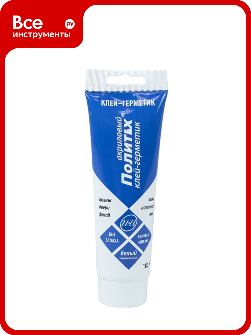 Клей-герметик акриловый Политех белый, 180 мл 6507805