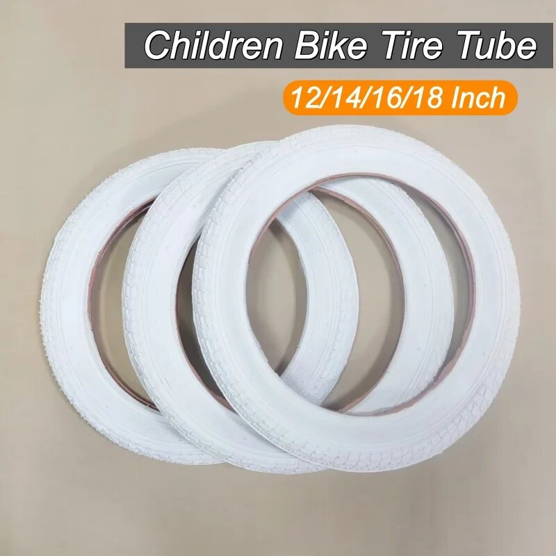 Детские велосипедные шины 12/14/16/18 дюймов белые 2.125 1 Set Tire And Tube, 18"