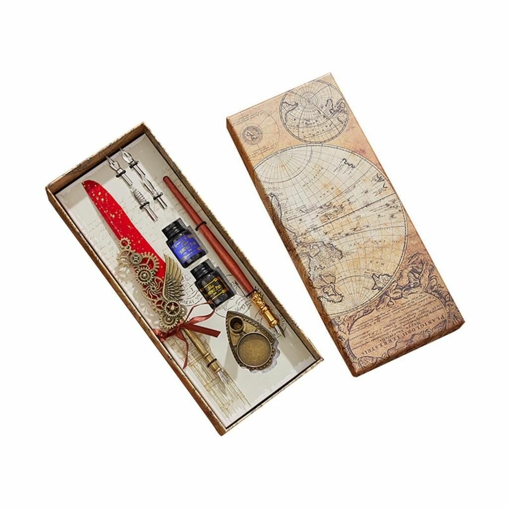 Перьевая ручка с натуральным пером, красный