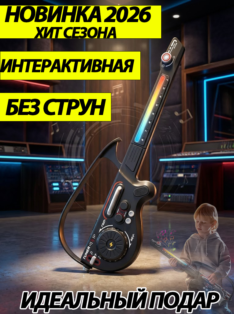 Детская электрогитара с Bluetooth, подсветкой для развития