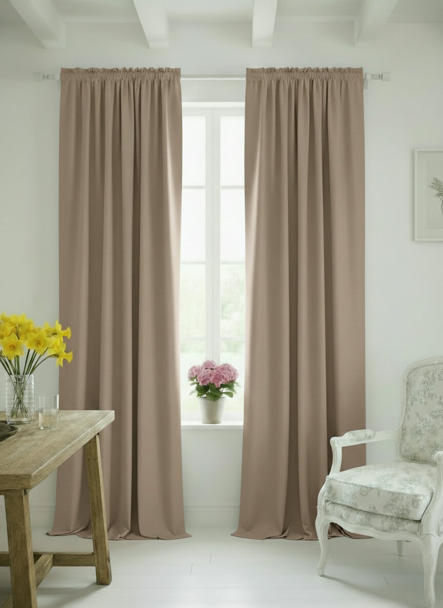 Шторы Икеа Майгулл на ленте, 145х250 см, полиэстер, 2 полотна, кофе