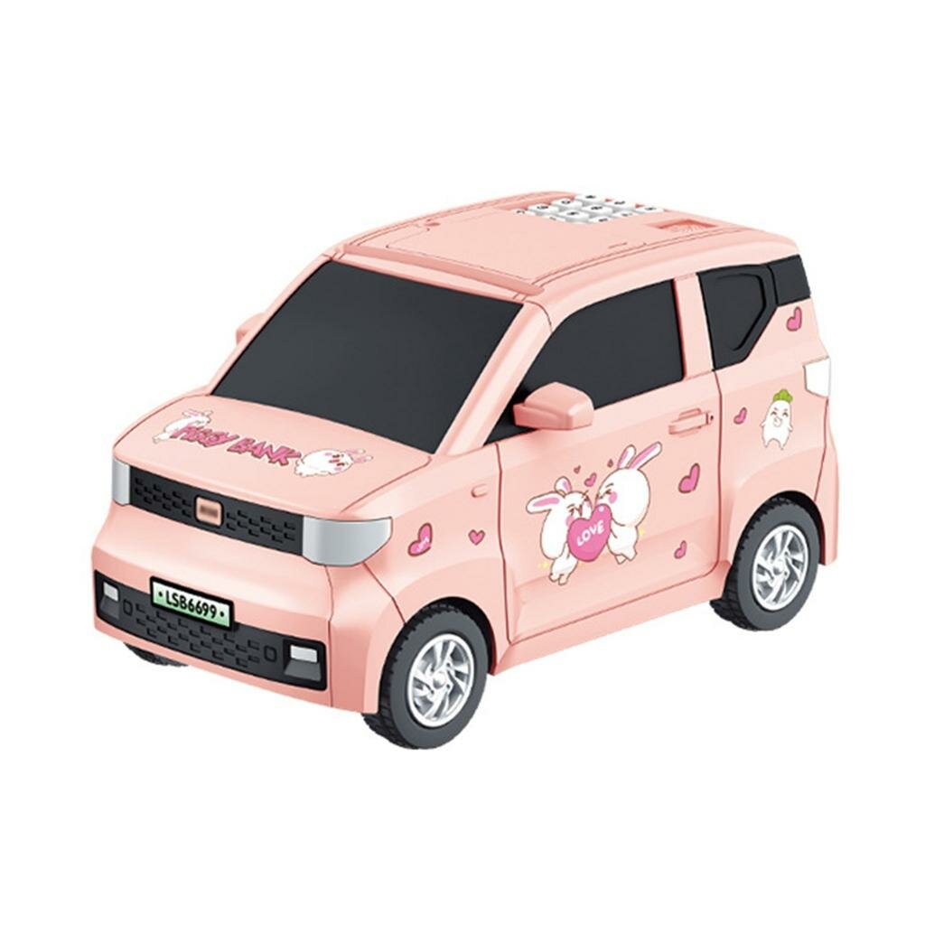 Электрическая копилка-автомобиль с отпечатком пальца, Розовый