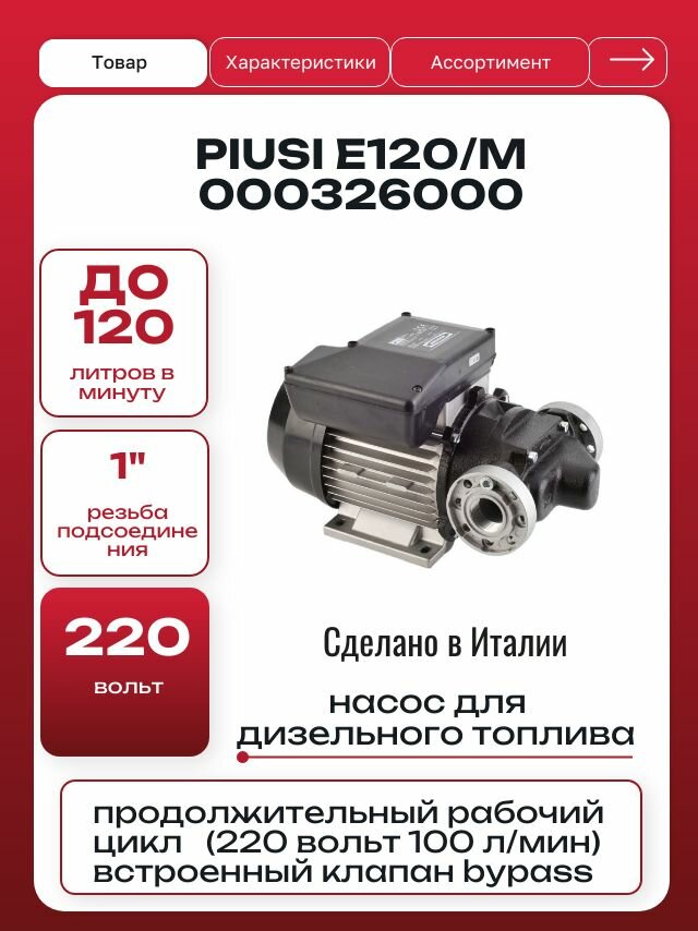 Насос для перекачки топлива Piusi E120/М (100 л/мин, 220В)