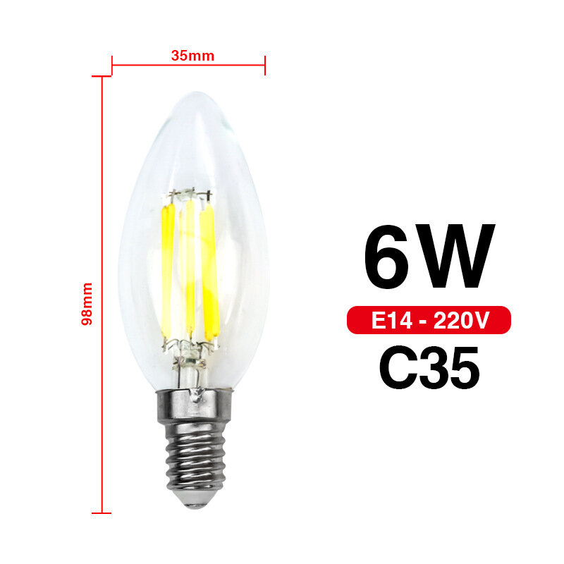 Кросс-бордер Эдисон LED лампа с нитью накаливания энергосберегающая лампа E27 с винтовым основанием прозрачное стекло ретро E14 лампа для освещения гостиной