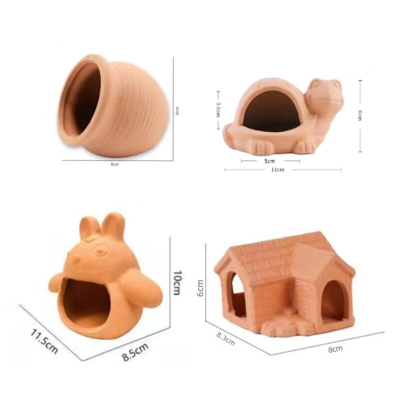 Керамическое укрытие в форме дома, хомяка, черепахи и винта для аквариумных рыб и креветок, декоративная пещера