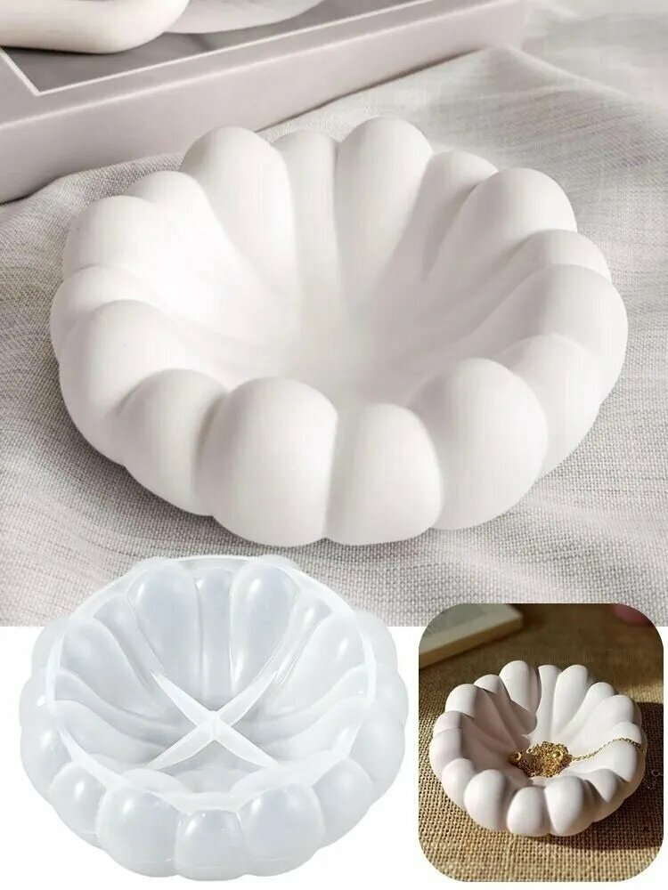 Силиконовая форма для изготовления пузырьковой чаши, 13.4 5.4 см, для смолы, гипса, полимерной глины, белая, гибкая