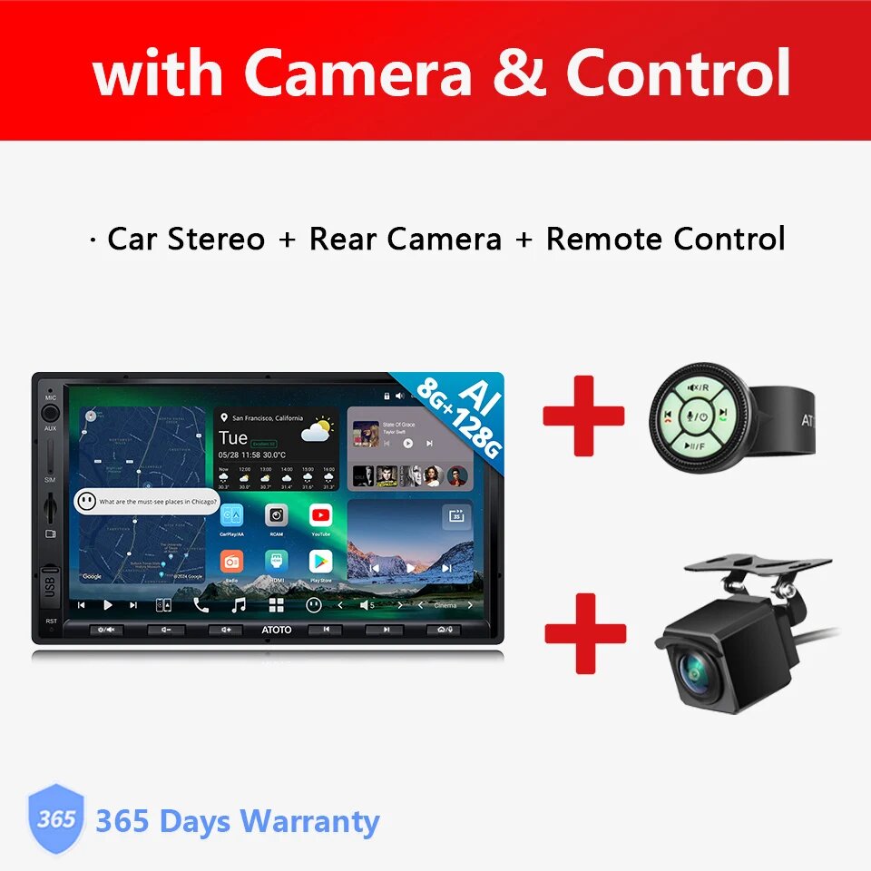 ATOTO 7 дюймов QLED Android 13 автомобильный стерео 2Din Bluetooth GPS мультимедийный проигрыватель Apple Car play экран Android Auto 2 Din радио X10 with Camera Control