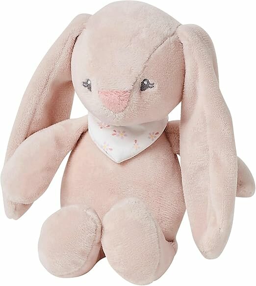Игрушка мягкая Nattou - Кролик розовый со встроенной погремушкой, 20 см - 485159