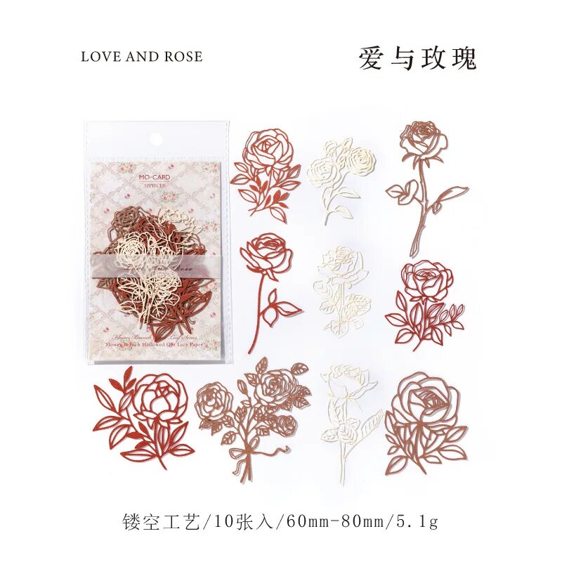 Набор вырезанных бумажных роз LOVE AND ROSE, Цвет: C