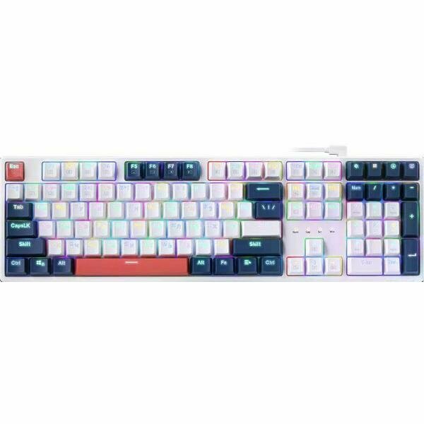 Игровая клавиатура Redragon Whisper RU, RGB, бел-син-оранж, тихая