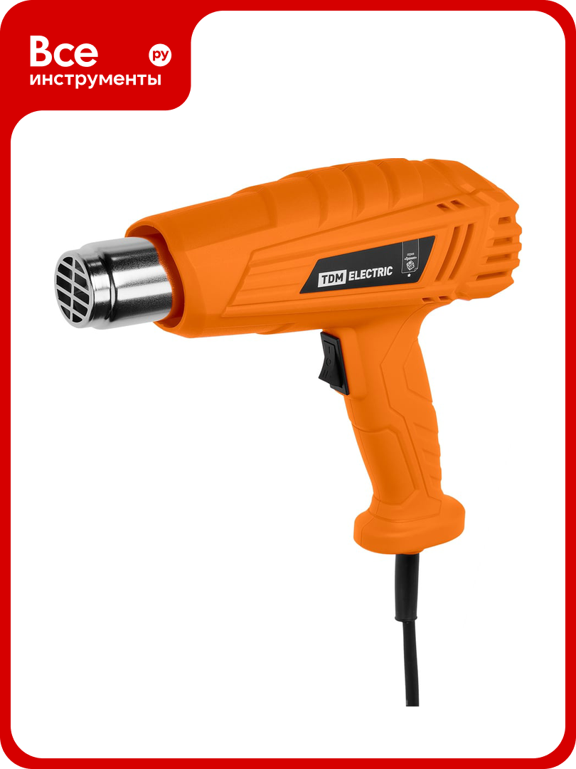 Технический фен TDM ELECTRIC (технический) ТФ-03, 2000 Вт, 2 режима регулировки температуры, 350/600 °C, 300/500 л/мин, "Гранит" SQ1029-0103