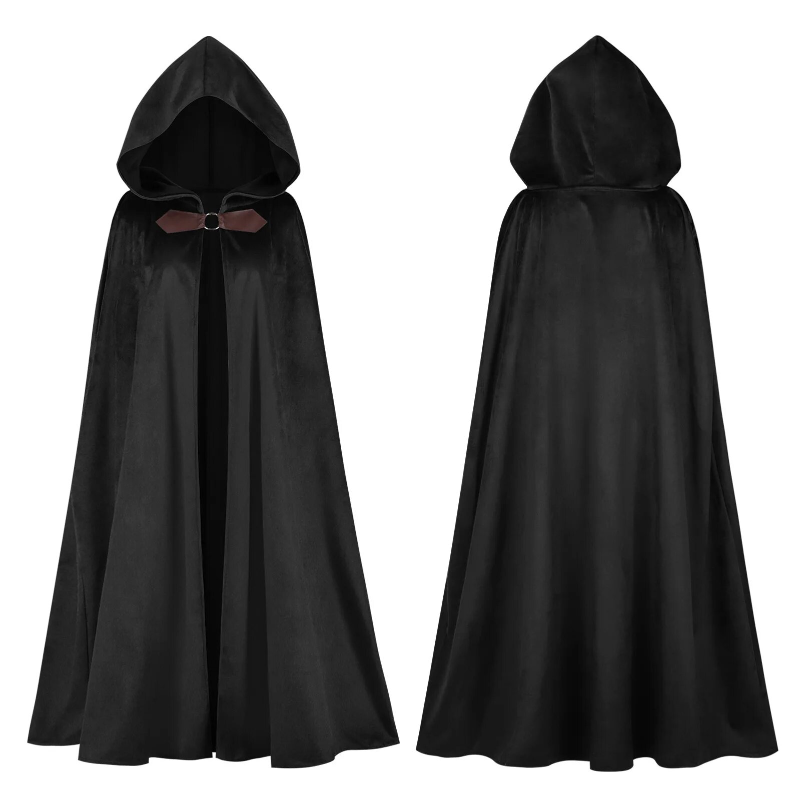 Средневековый волшебник плащ Черный, Black cape suede