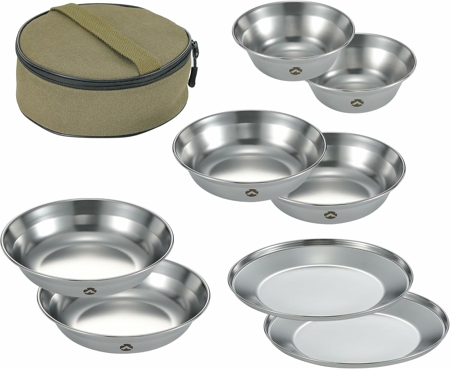 CAMPINGMOON Набор посуды для кемпинга S395. Нержавеющая сталь, можно мыть в посудомоечной машине, для пикника, турпохода и ежедневного использования.