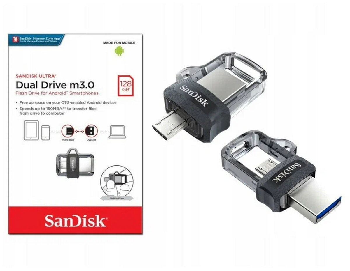 Флеш Диск Sandisk 256Gb Ultra Dual drive SDDD3-256G-G46 USB3.0 черный