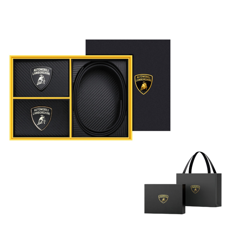 Automobili Lamborghini Cow Leather Belts Men's 3.5cm 120cm