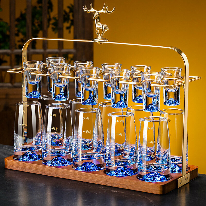 Кристаллический стеклянный бокал для вина, разделитель для домашнего использования, высококачественный бокал для вина Blue Mountain, рюмка с мерной шкалой, набор для вина, легкая роскошь