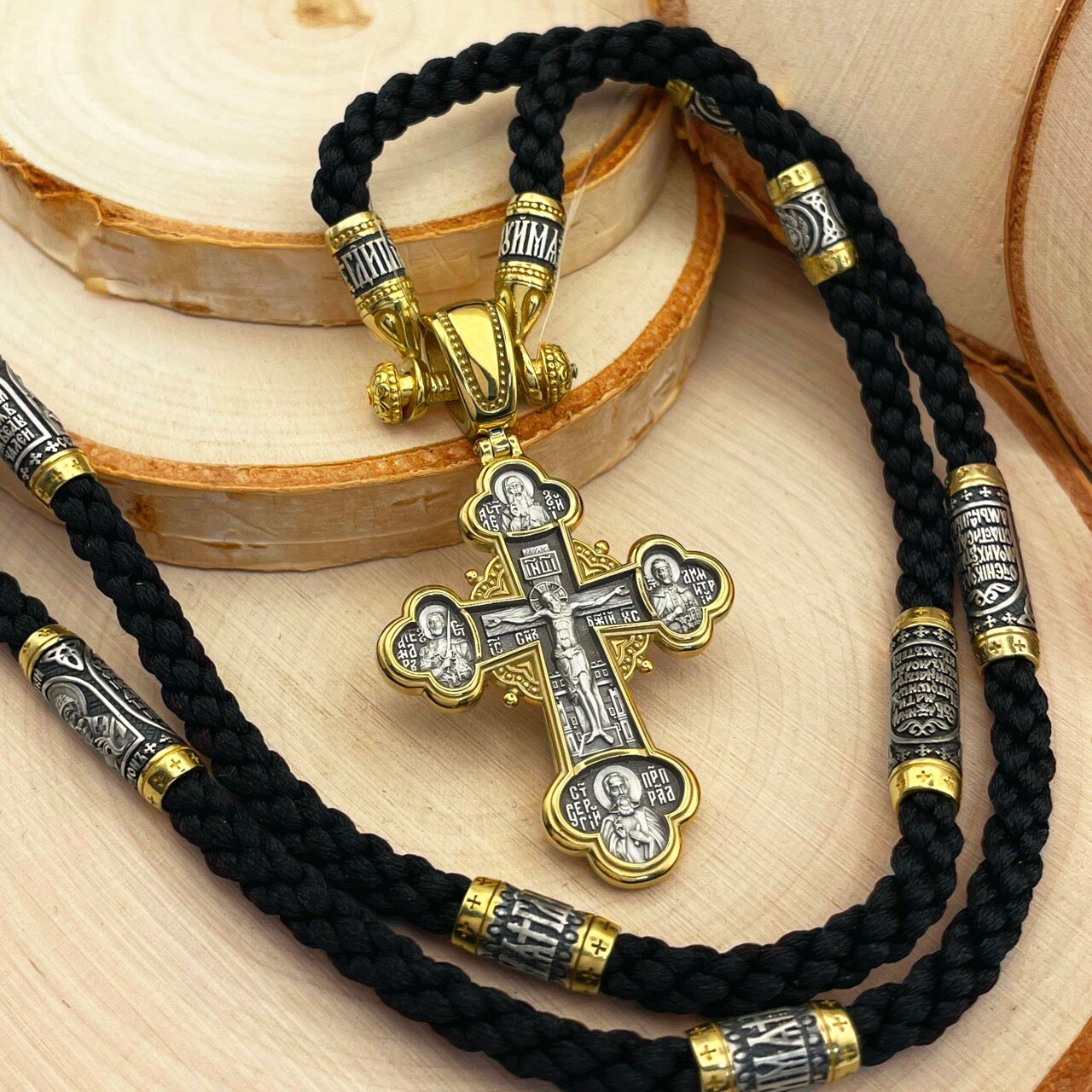 Крестик, серебро, 925 проба, золочение, оксидирование, чернение