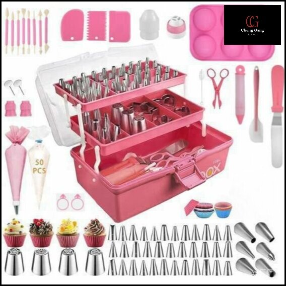 Кондитерский набор для моделирования торта, 236 элементов, ABS пластик, розовый